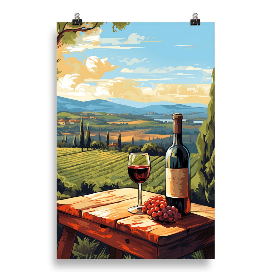 Vineyard Elegance | Wine and Bottle Poster | Dalmatian Landscapes Art ...