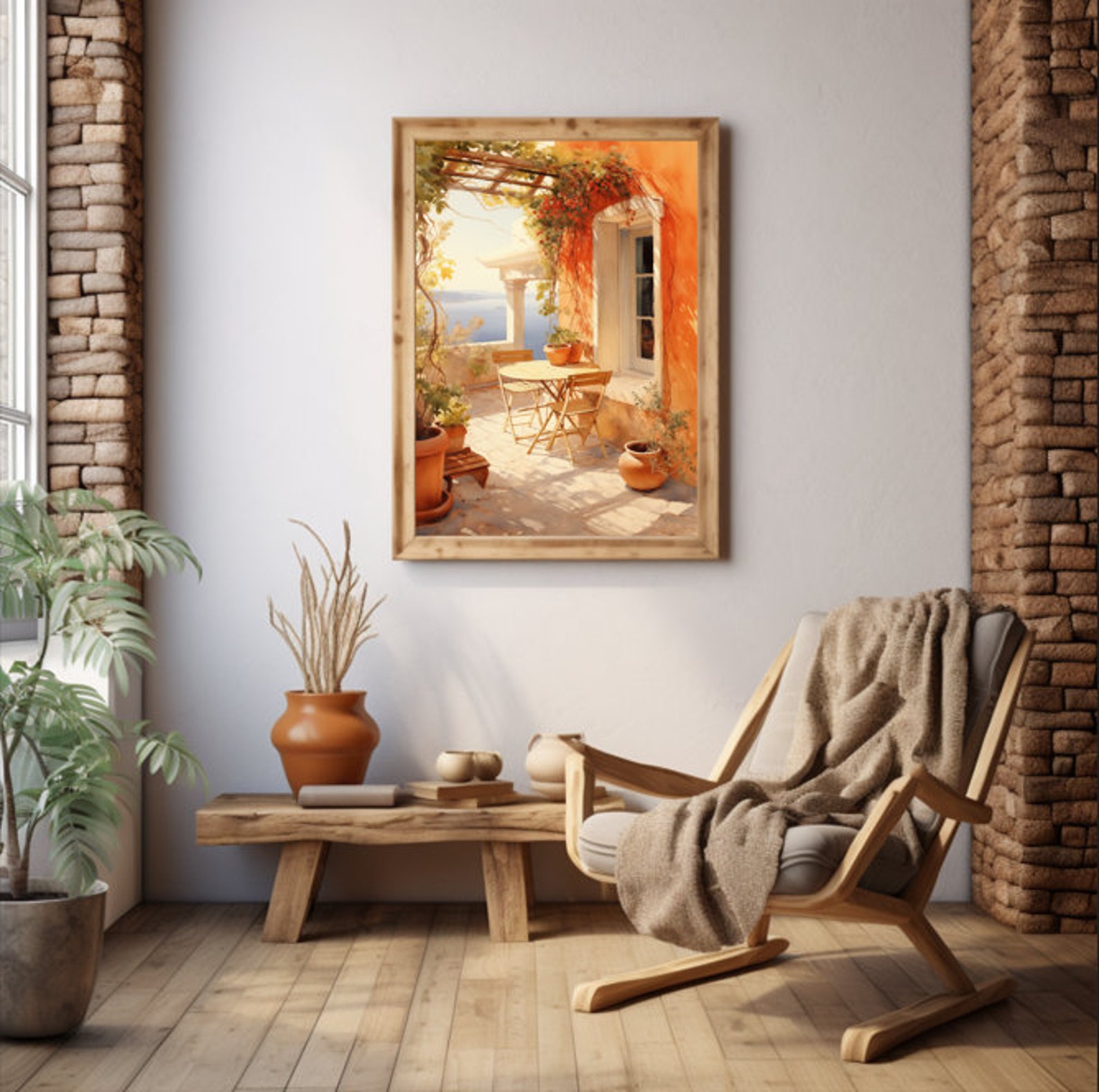 Enchanting Croatian Coastal Watercolor Landscape Poster | Rustic Charm ...
