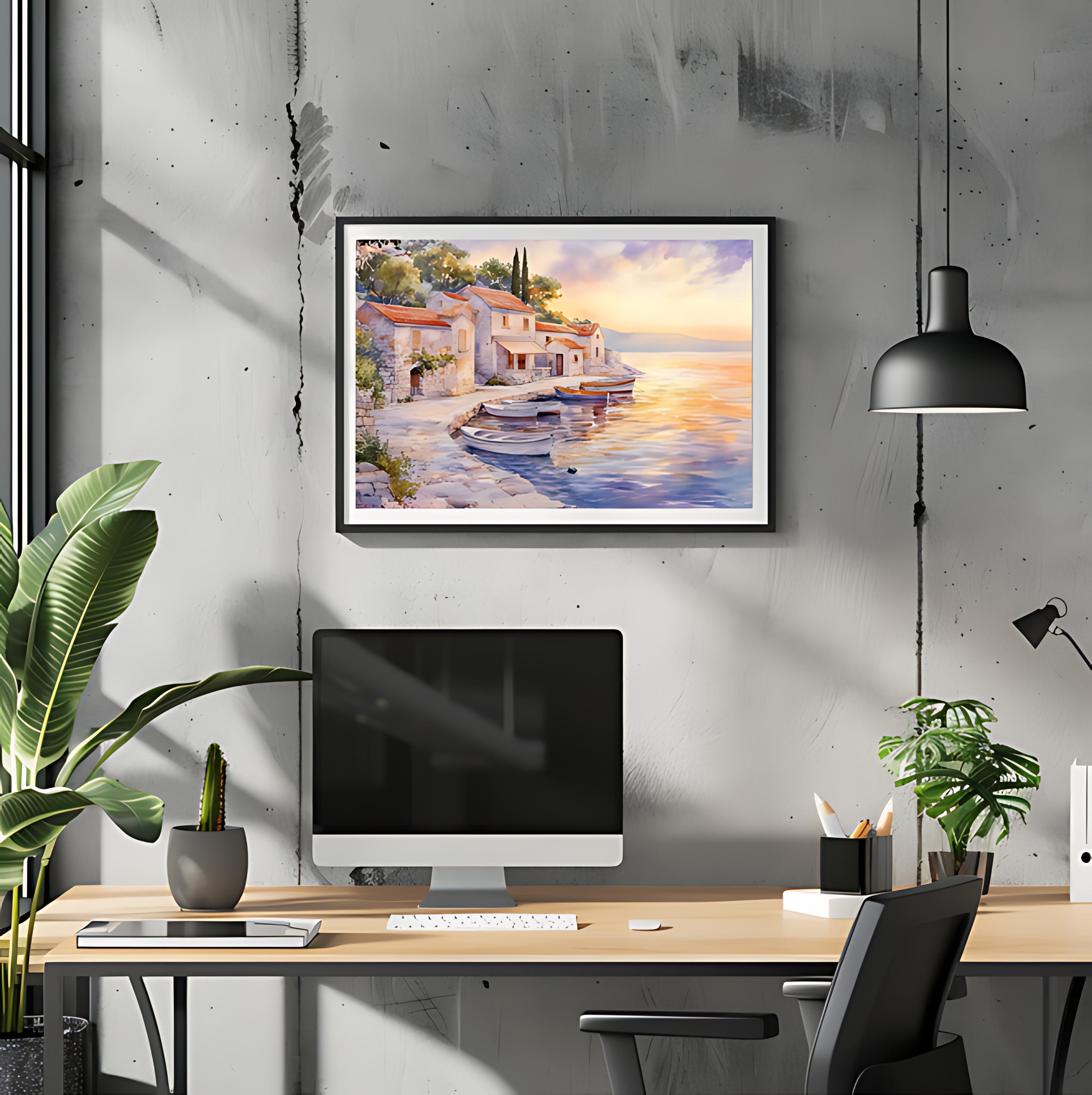 Croatian Coastal Village I Watercolor Art I Dawn Adriatic Scene I ...