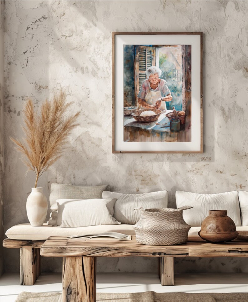 Rustic Croatian Island Breadmaking Watercolor | Art Print | Vintage ...
