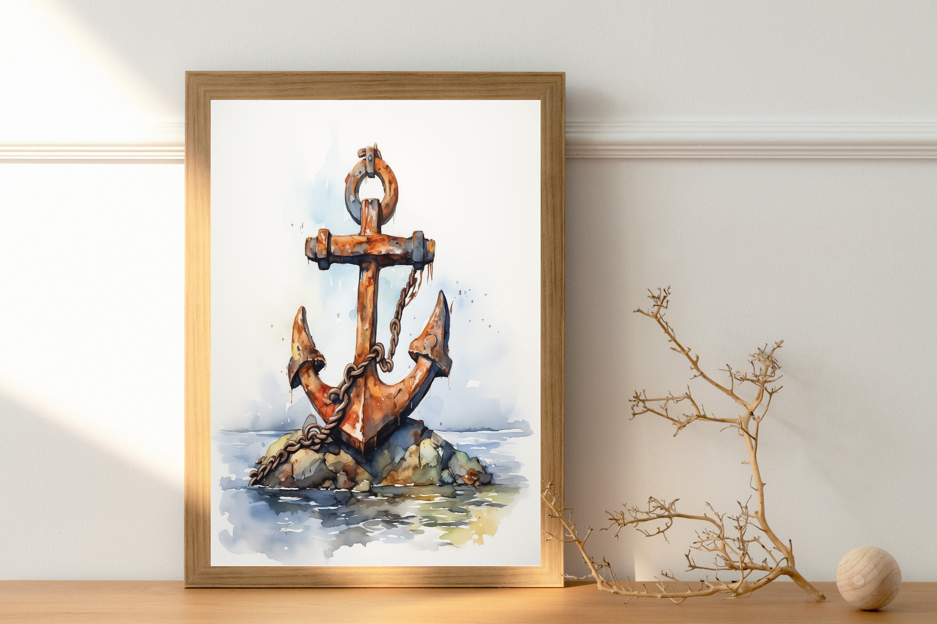 Old Ship Anchor Art I Watercolor Painting Poster I Maritime Art I ...