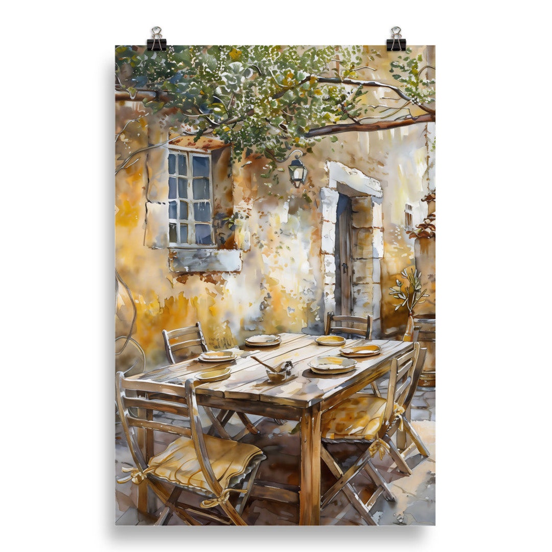 Coastal Dining Poster Wooden Table Poster Croatian Countryside Art ...