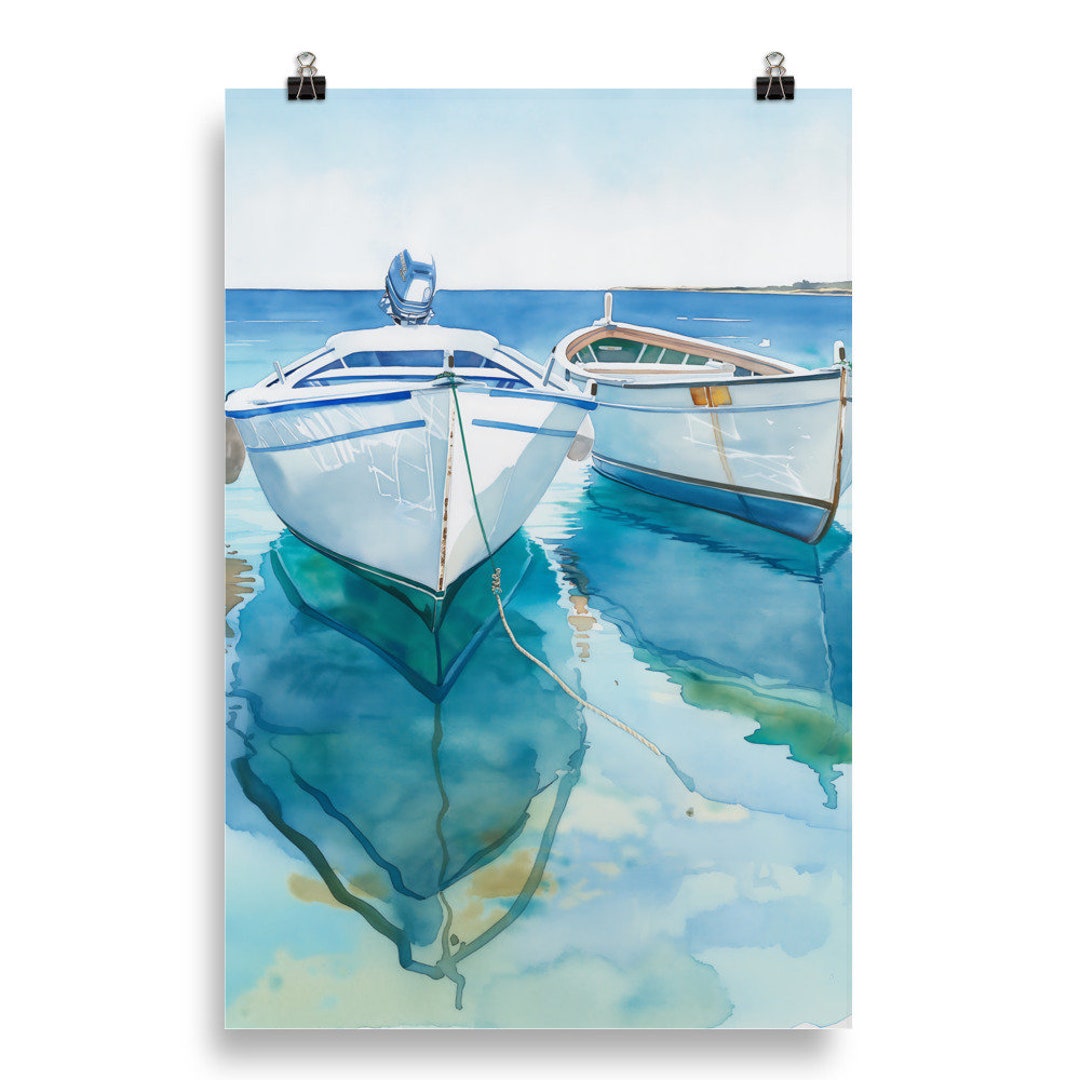 Small Boats Watercolor | Coastal Poster | Nautical Art Print | Sunny ...