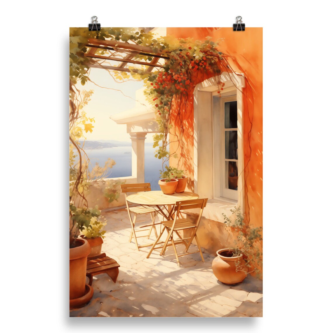 Enchanting Croatian Coastal Watercolor Landscape Poster | Rustic Charm ...