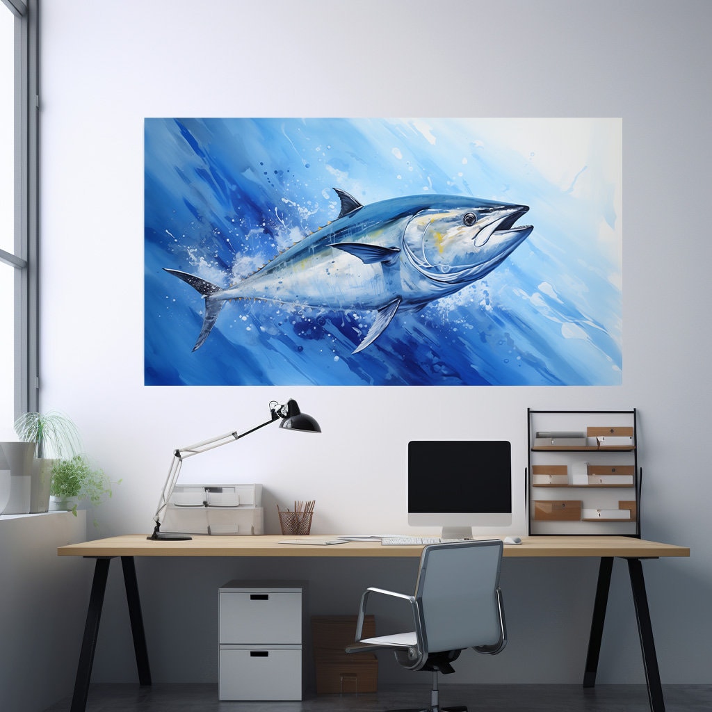 Graceful Bluefin Tuna I Vibrant Watercolor Art I Museum Poster I Marine ...