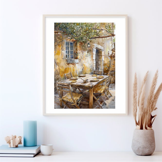 Coastal Dining Poster Wooden Table Poster Croatian Countryside Art ...