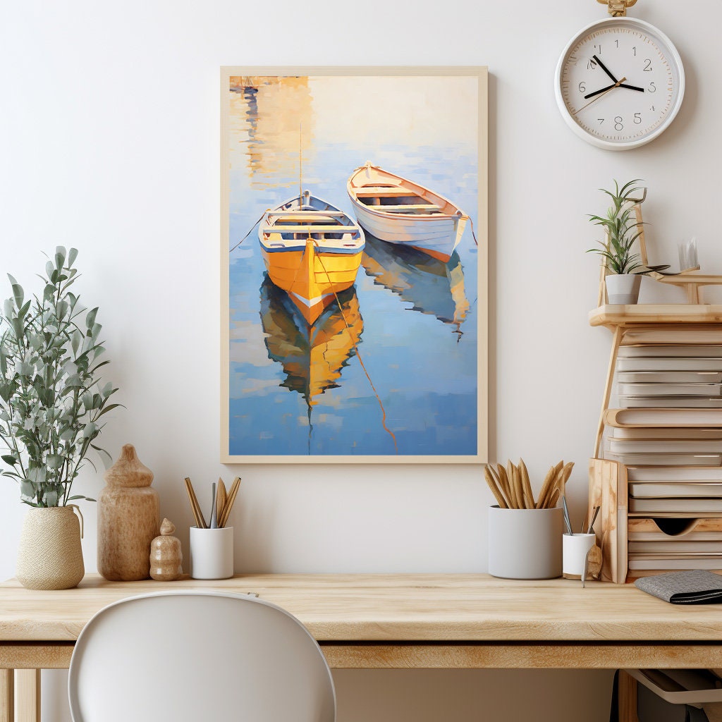 Impressionist Boats in Watercolor Painting | Museum Quality Art Print ...