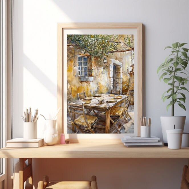 Coastal Dining Poster Wooden Table Poster Croatian Countryside Art ...