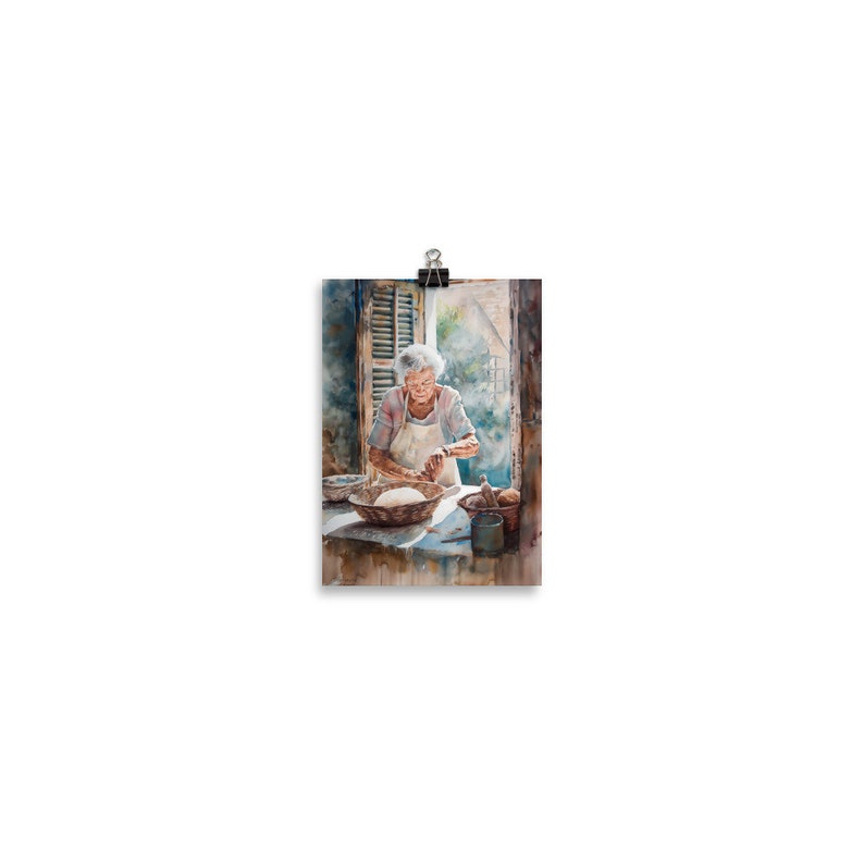 Rustic Croatian Island Breadmaking Watercolor Art Print Vintage Kitchen ...