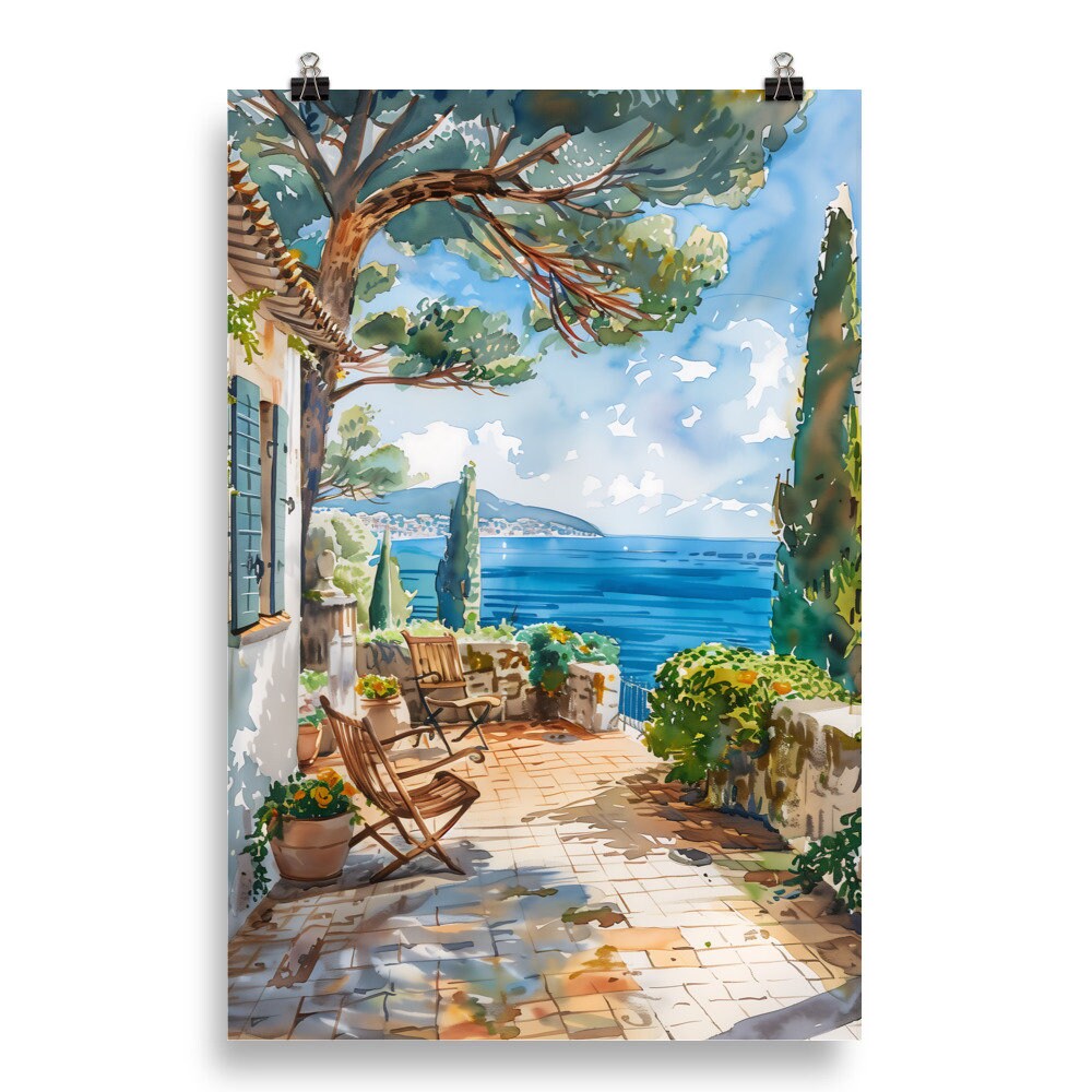 Mediterranean Terrace Poster I Dubrovnik Riviera Art I Sea View ...