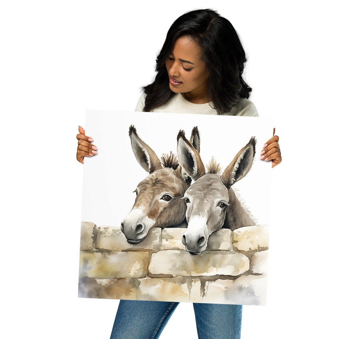 Watercolor Donkeys in Love Poster Museum-quality Art Print - Etsy