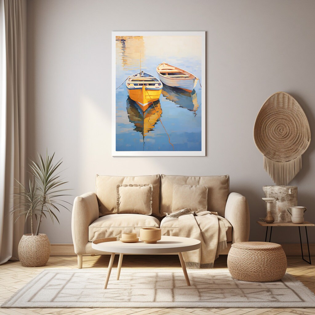 Impressionist Boats in Watercolor Painting | Museum Quality Art Print ...