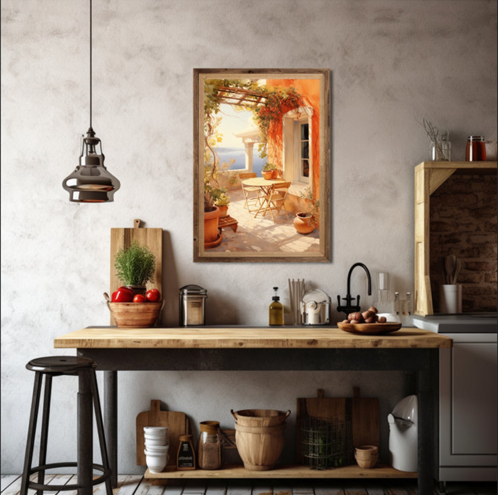 Enchanting Croatian Coastal Watercolor Landscape Poster | Rustic Charm ...