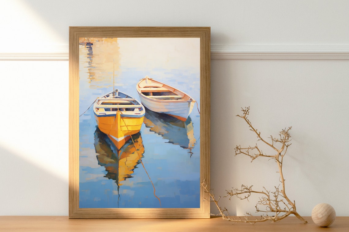 Impressionist Boats in Watercolor Painting Museum Quality Art Print ...