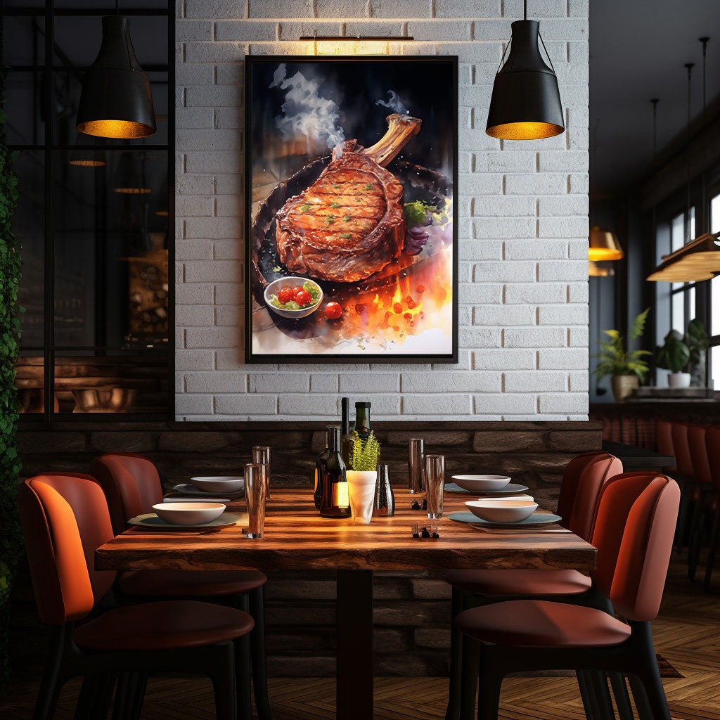 Grilled Steak Art I Gastronomic Watercolor Poster Culinary Masterpiece ...