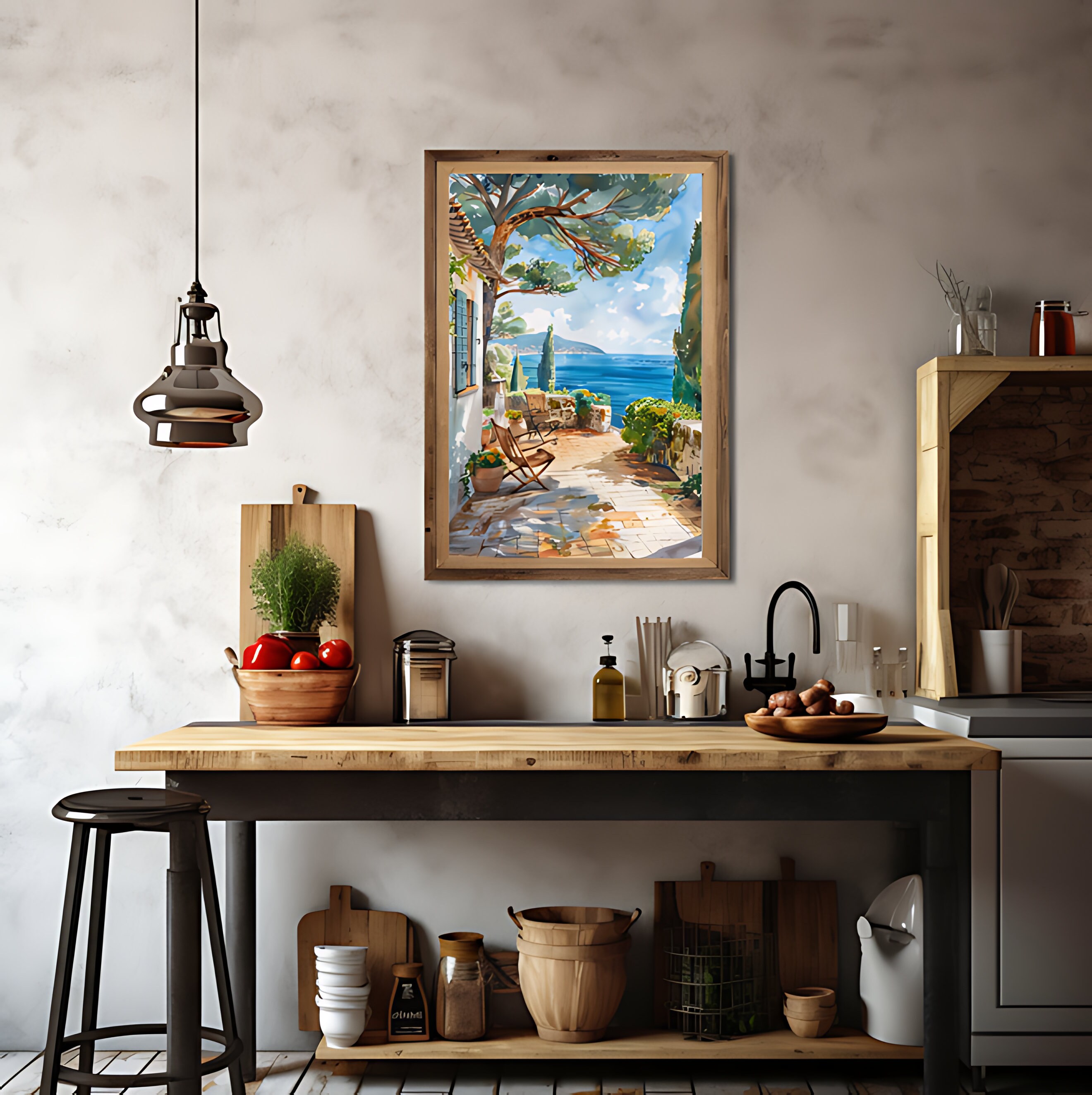 Mediterranean Terrace Poster I Dubrovnik Riviera Art I Sea View ...