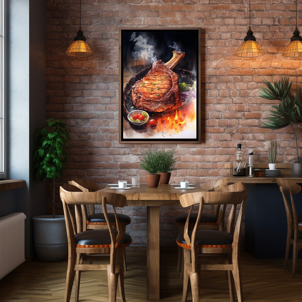 Grilled Steak Art I Gastronomic Watercolor Poster Culinary Masterpiece ...