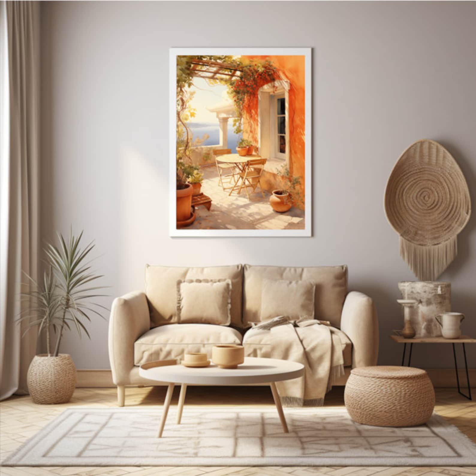 Enchanting Croatian Coastal Watercolor Landscape Poster | Rustic Charm ...