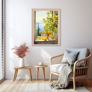 Lemon Window View Watercolor Painting | Adriatic Sea Art | Watercolor ...