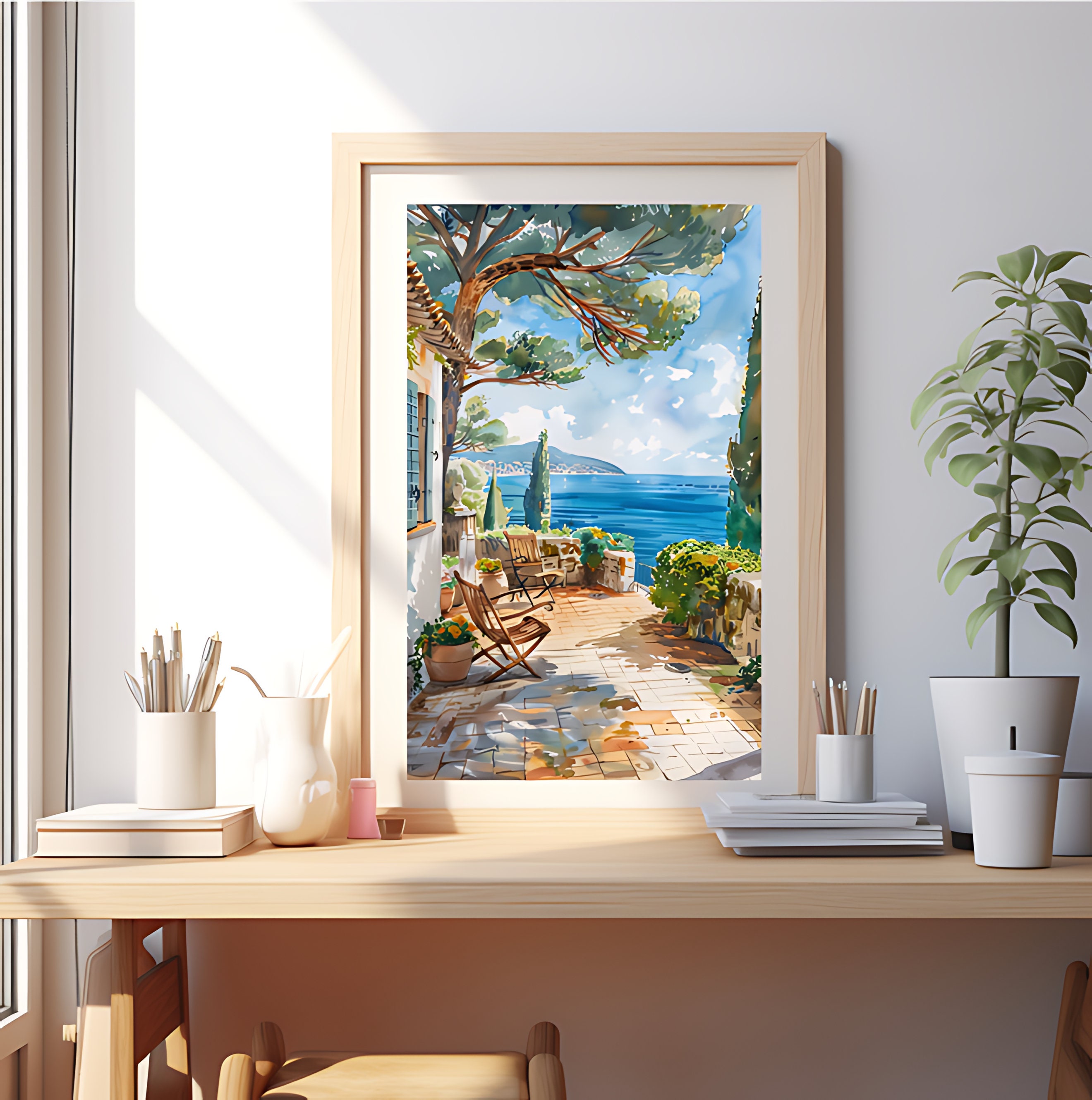 Mediterranean Terrace Poster I Dubrovnik Riviera Art I Sea View ...