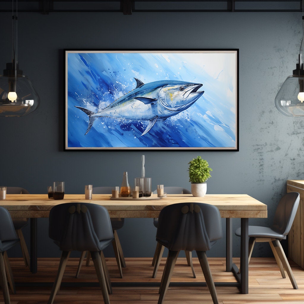 Graceful Bluefin Tuna I Vibrant Watercolor Art I Museum Poster I Marine ...