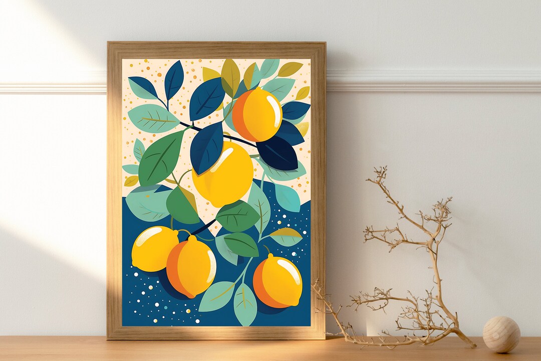 Artistic Lemon Tree Illustration Abstract Digital Download Printable ...