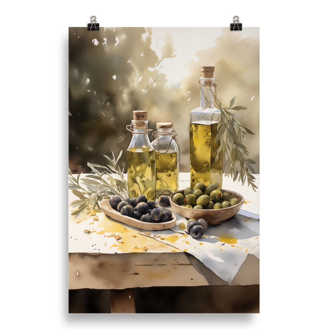 Olive Harvest | Watercolor Still Life | Mediterranean Art | Culinary ...