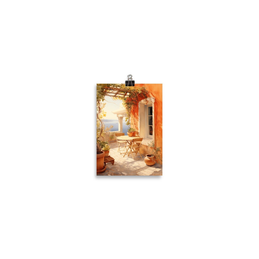 Enchanting Croatian Coastal Watercolor Landscape Poster | Rustic Charm ...