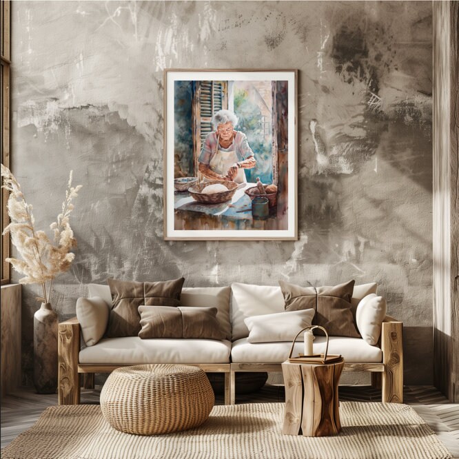 Rustic Croatian Island Breadmaking Watercolor | Art Print | Vintage ...