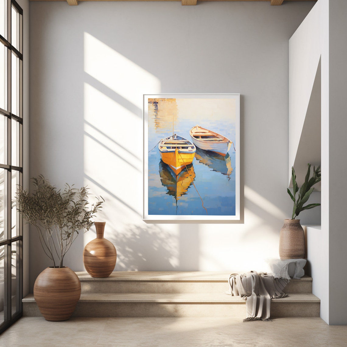 Impressionist Boats in Watercolor Painting Museum Quality Art Print ...