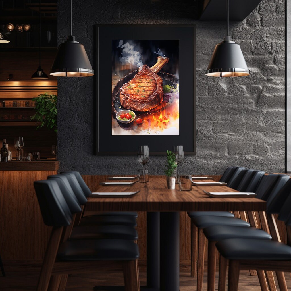Grilled Steak Art I Gastronomic Watercolor Poster Culinary Masterpiece ...