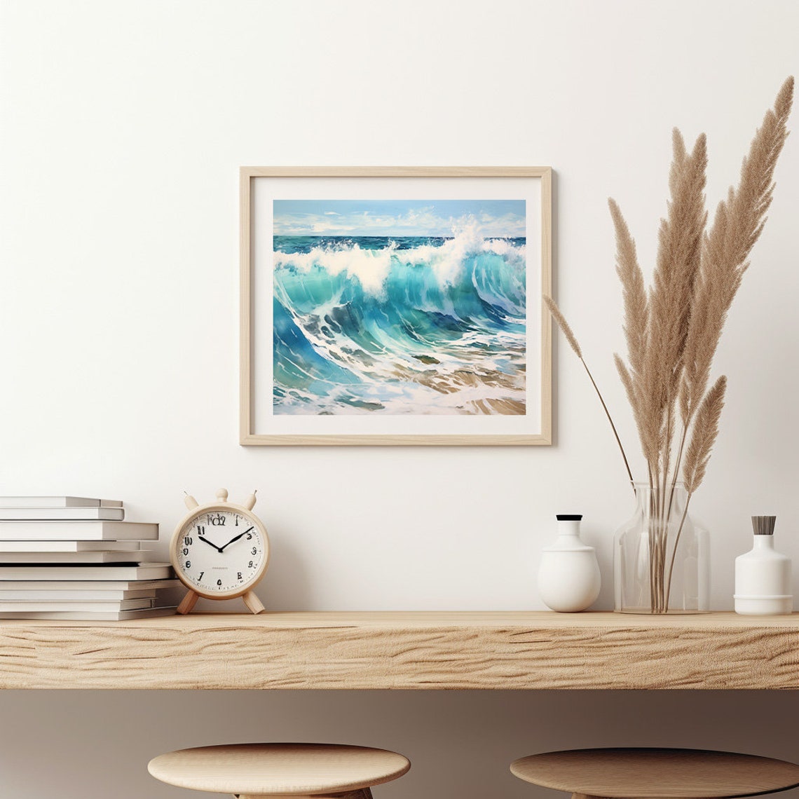 Stormy Seascape Aqua & Blue Poster Museum Quality Acrylic Art Print ...