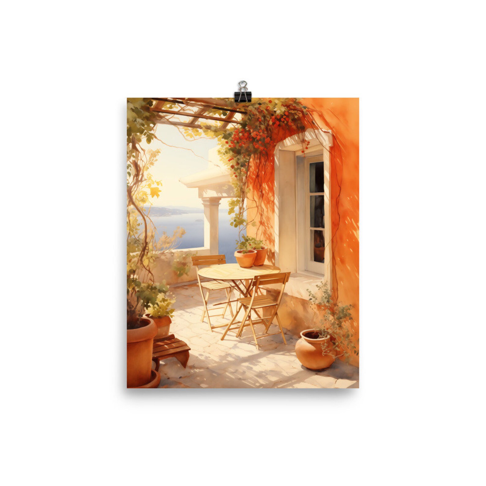 Enchanting Croatian Coastal Watercolor Landscape Poster | Rustic Charm ...
