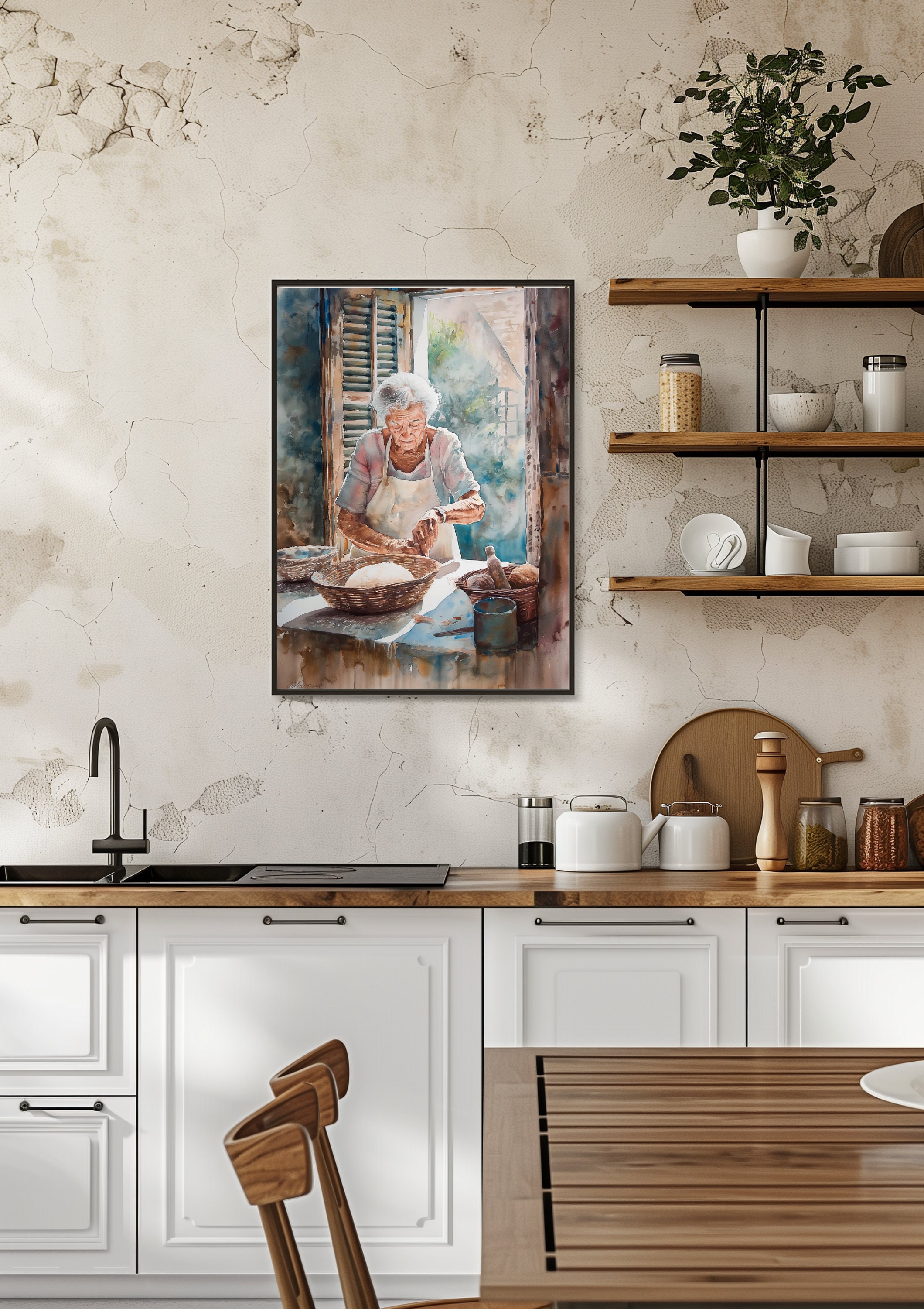 Rustic Croatian Island Breadmaking Watercolor | Art Print | Vintage ...