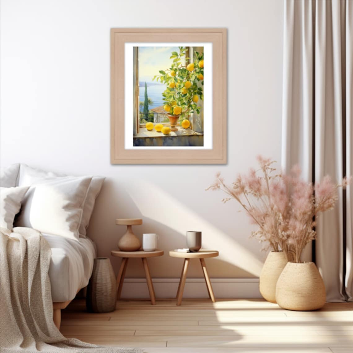 Lemon Window View Watercolor Painting Adriatic Sea Art Watercolor ...