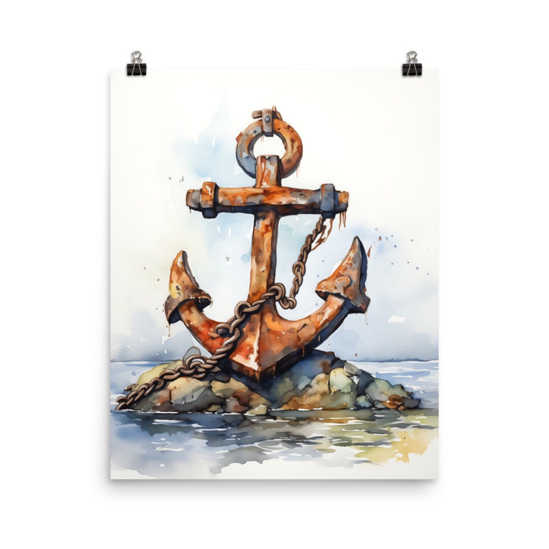 Old Ship Anchor Art I Watercolor Painting Poster I Maritime Art I ...