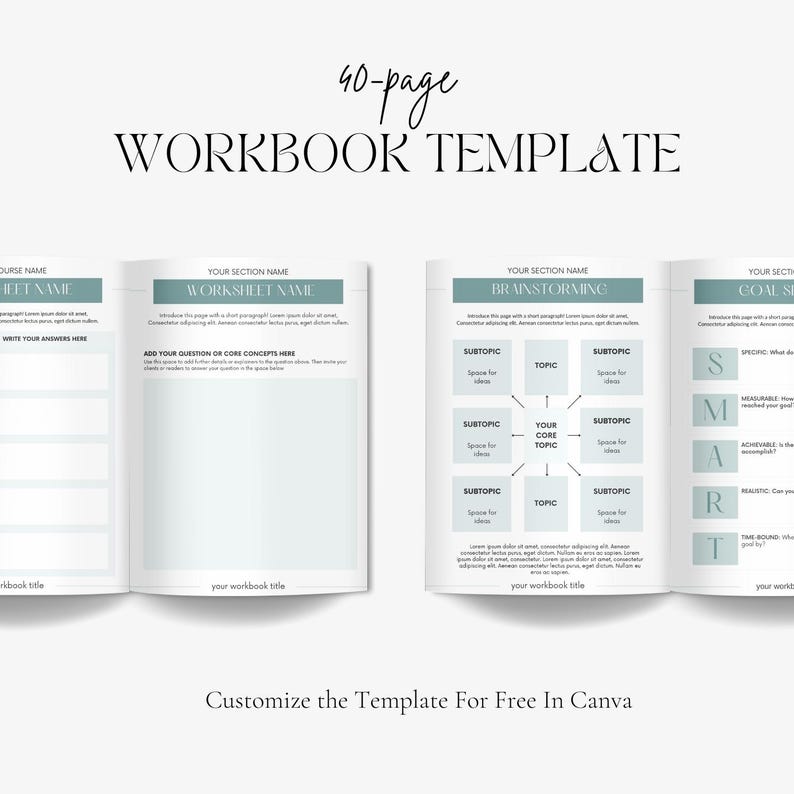 Ultimate Editable Workbook Template | 40 Pages of Worksheets, Planners ...