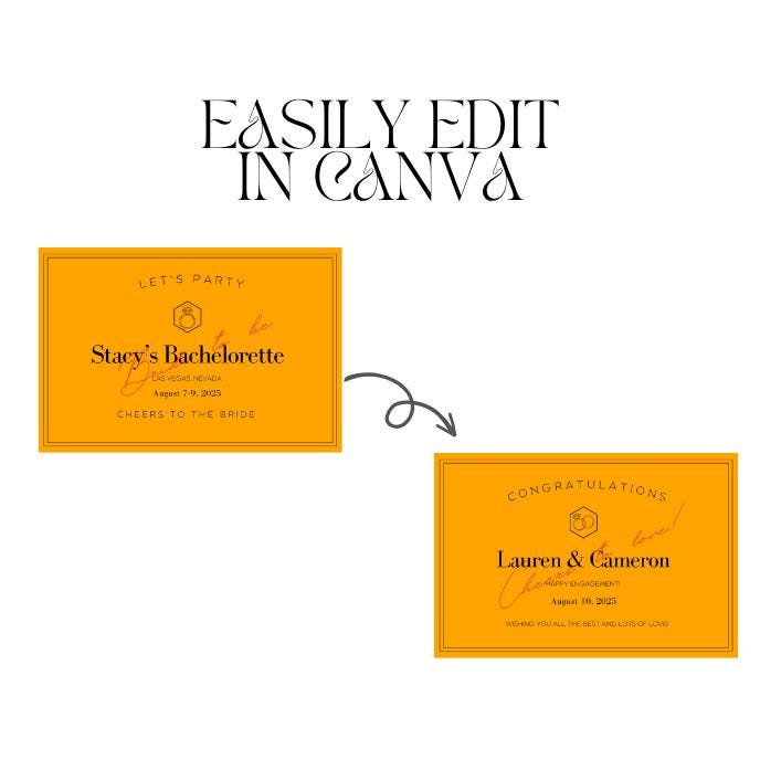 Editable Champagne Bottle Label Template | Edit in Canva, Printable ...