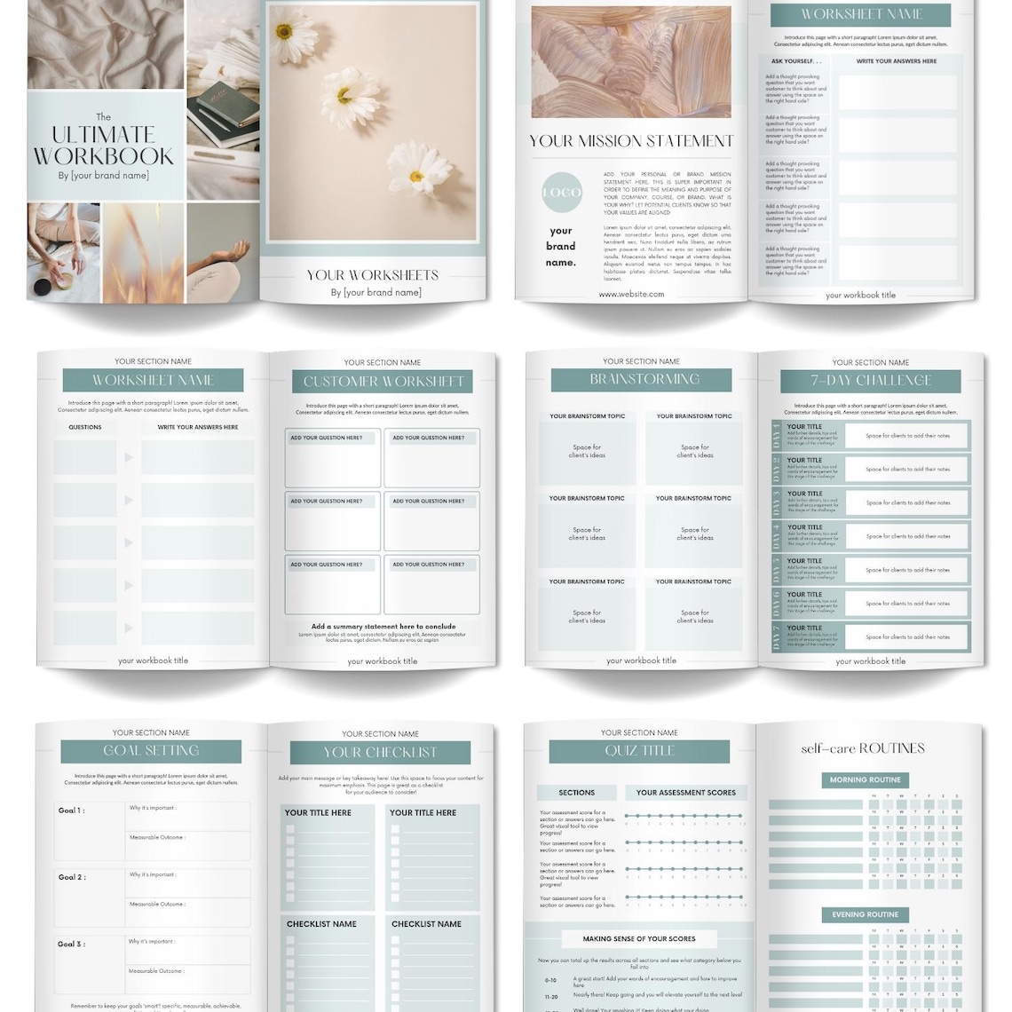 Ultimate Editable Workbook Template | 40 Pages of Worksheets, Planners ...