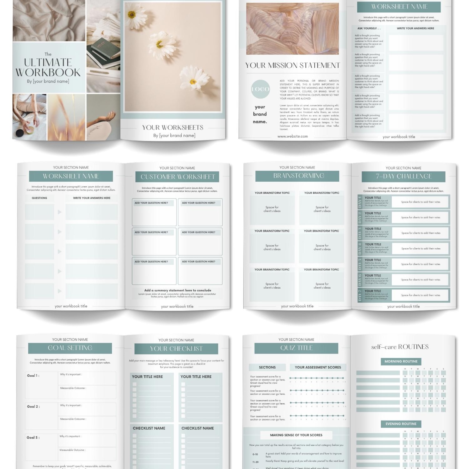 Ultimate Editable Workbook Template | 40 Pages of Worksheets, Planners ...