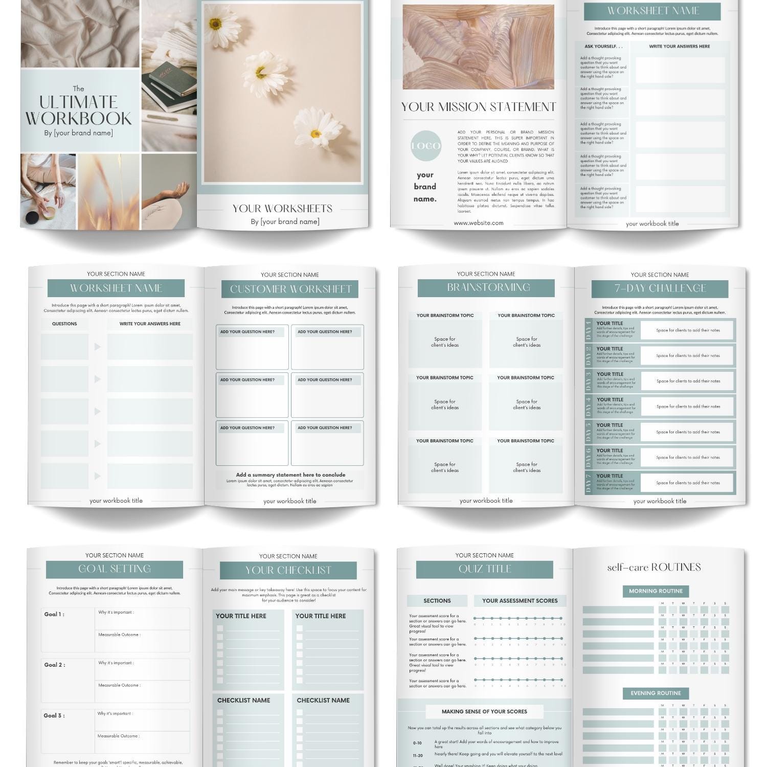 Ultimate Editable Workbook Template | 40 Pages of Worksheets, Planners ...