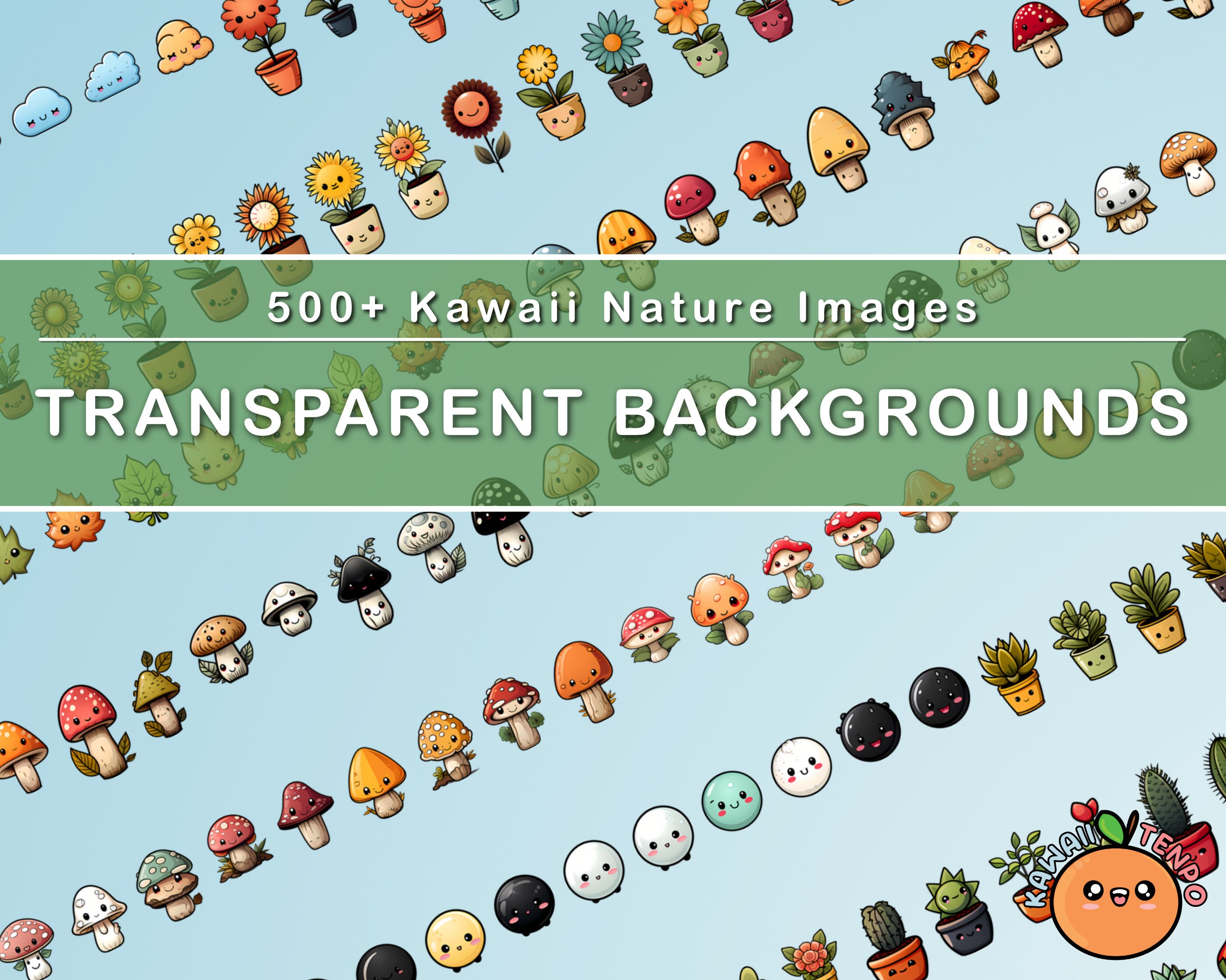 Kawaii Cuteness PNG Bundle, 500+ Kawaii Nature Images, Plants - Stars ...