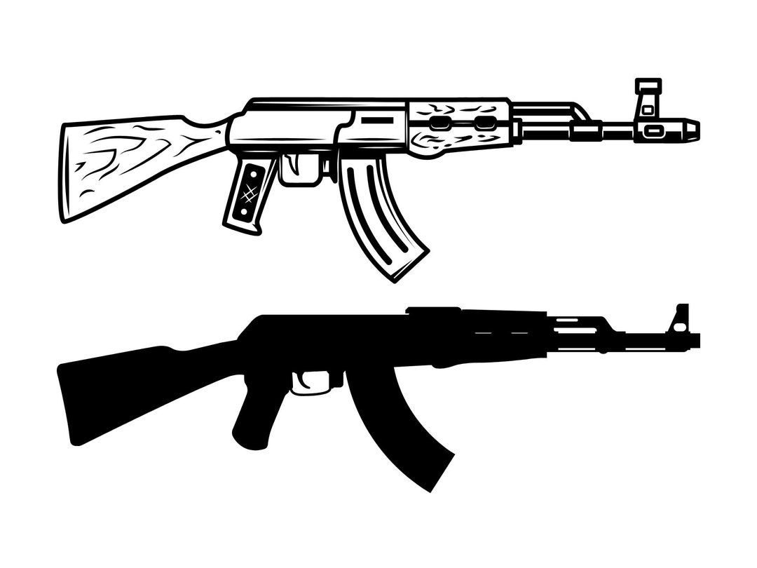 AK47 Kalashnikov Svg AK-47 Kalashnikov Rifle Line Drawing, Military ...