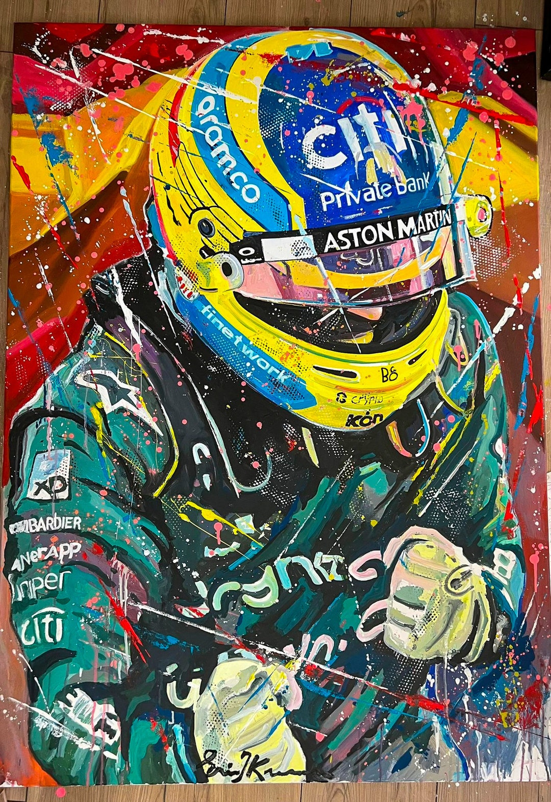 Fernando Alonso Painting Aston Martin 2023 - Etsy