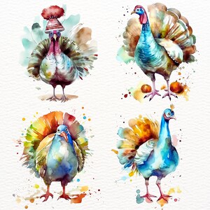 Watercolor Turkey Thanksgiving Clipart, Turkey Clipart, Thanksgiving ...