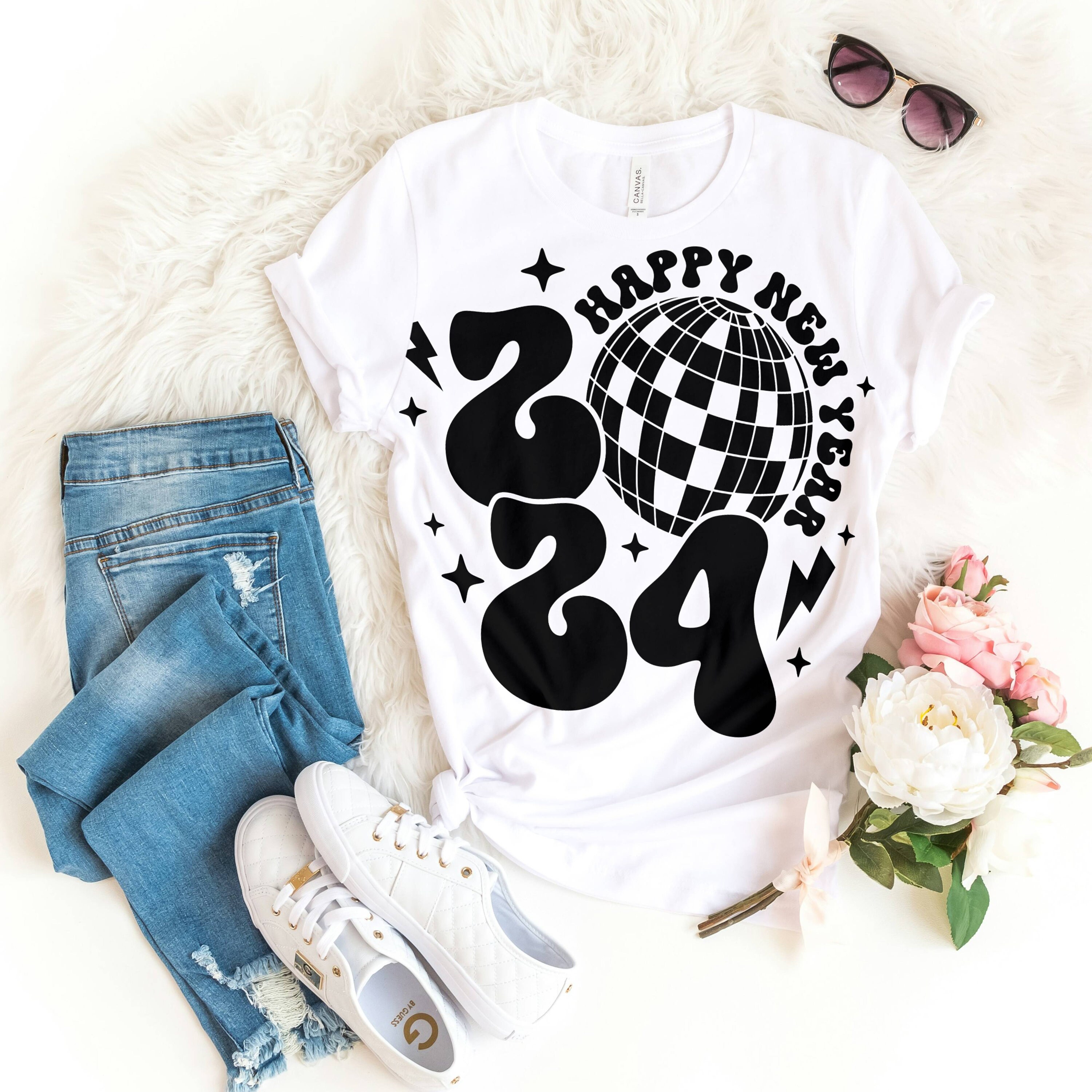 Happy New Year 2024 Disco Ball SVG Clipart, New Year Clipart, Disco ...