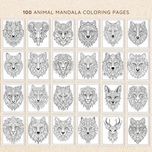 Animal Mandala Coloring Book: 100 Grayscale Pages (digital Download) - Etsy