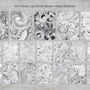 Printable Complex Abstract Patterns Coloring Book - Grayscale Floral ...