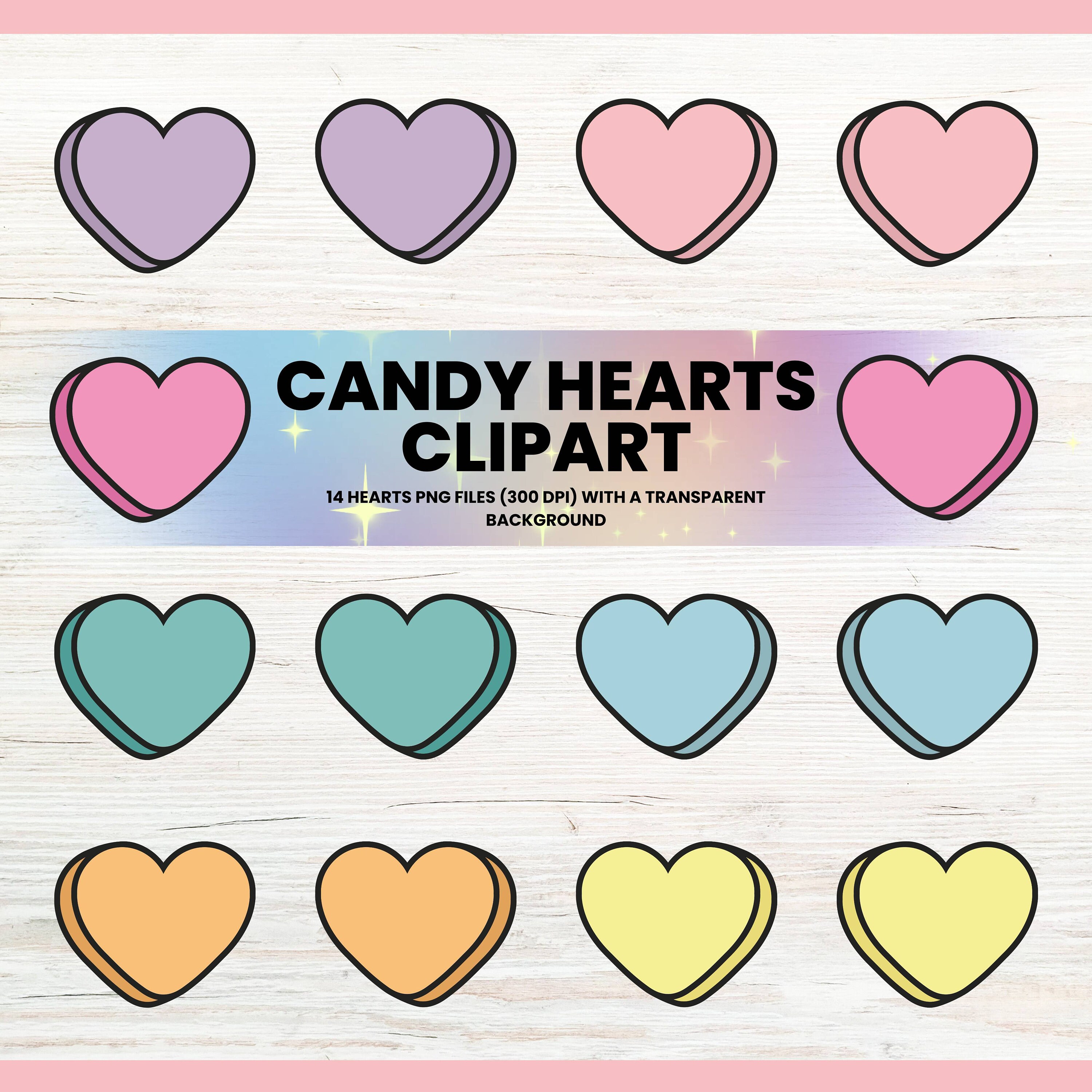 Candy Hearts Clipart, Sweets and Treats Clipart, Valentines Day Clipart ...