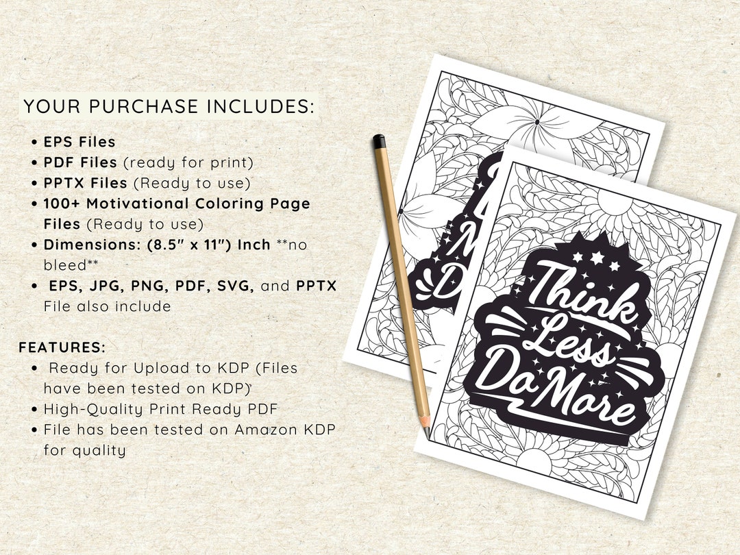 Printable Motivational Quotes Coloring Book: 100+ Pages (PDF) - Etsy